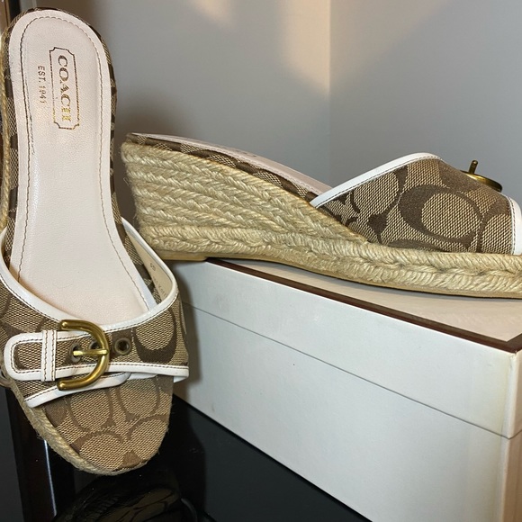Coach | Shoes | Coach Signature Logo Espadrilles Slides In Size 9 ...